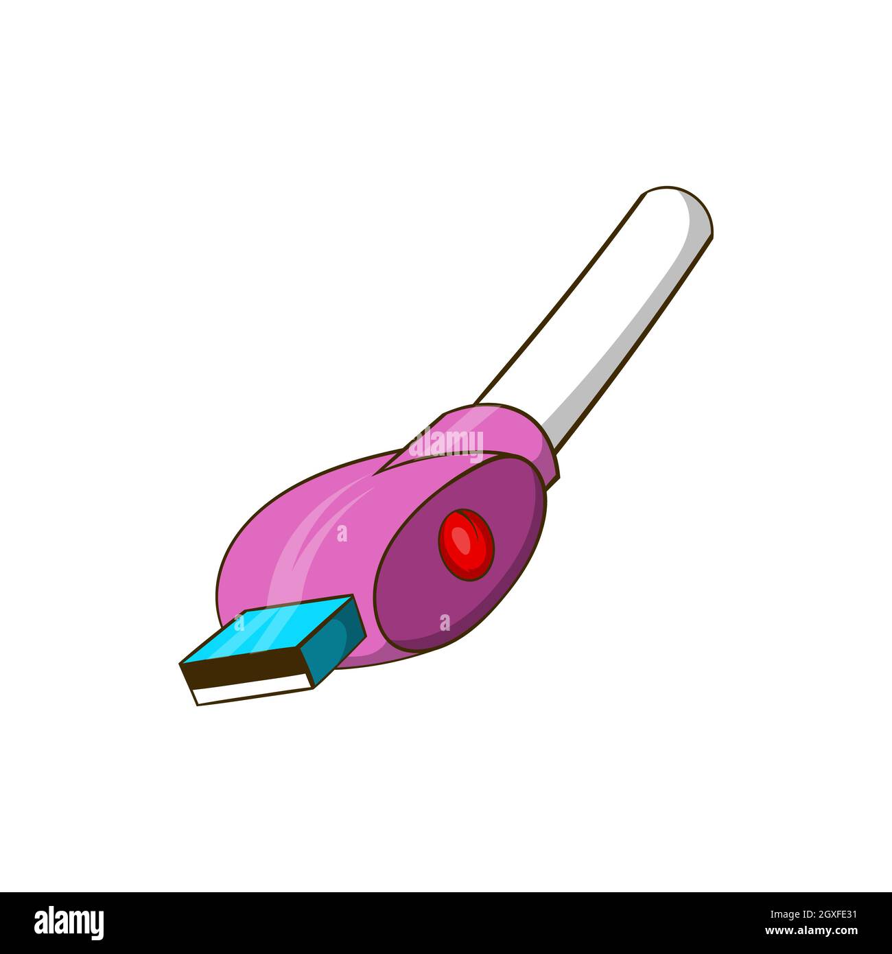 USB cable icon in cartoon style on a white background Stock Photo - Alamy