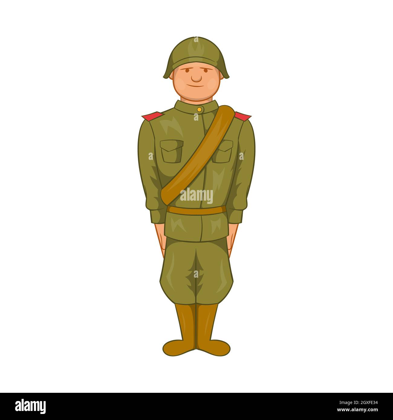 Soviet uniform of World War II icon in cartoon style on a white ...