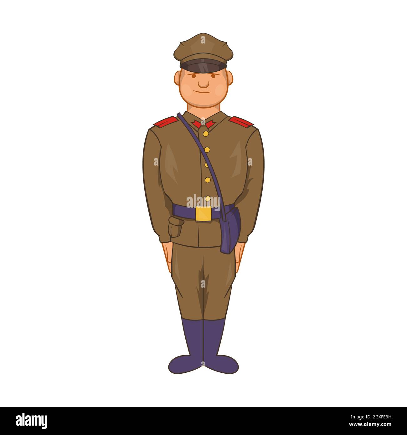 A man in army uniform icon in cartoon style on a white background Stock ...