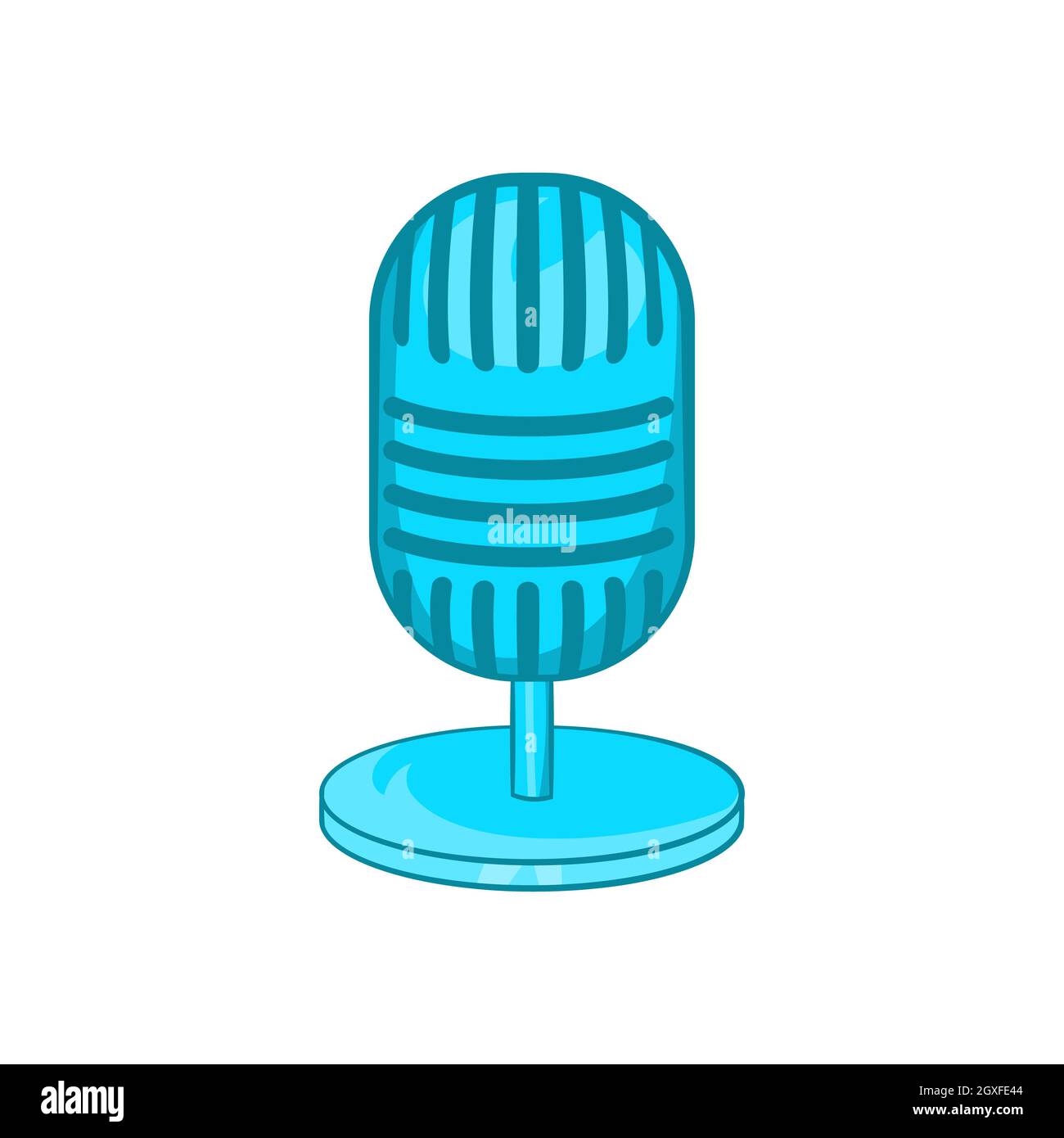Retro microphone icon in cartoon style on a white background Stock ...