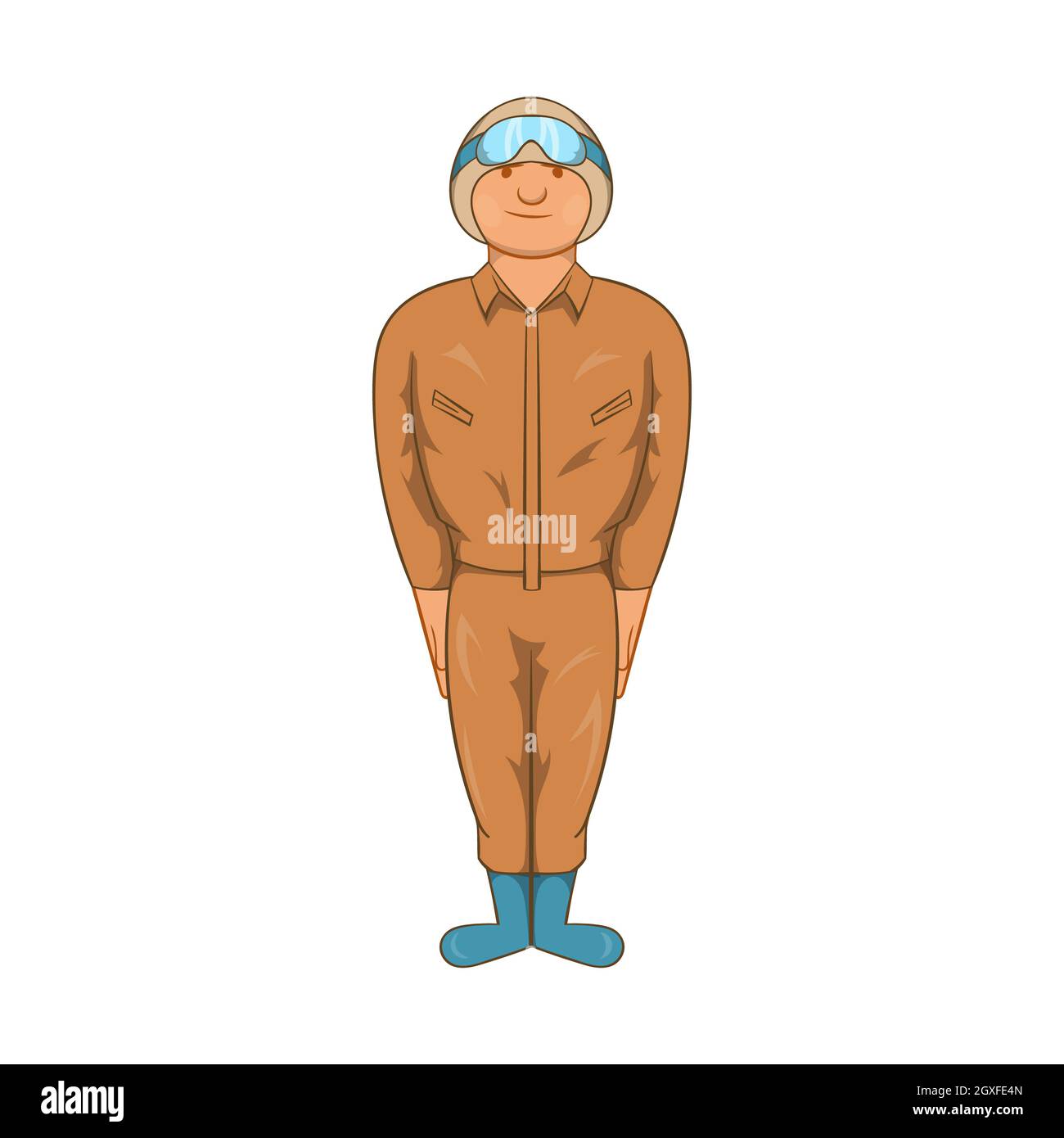 Pilot military uniform in khaki colors icon in cartoon style on a white ...