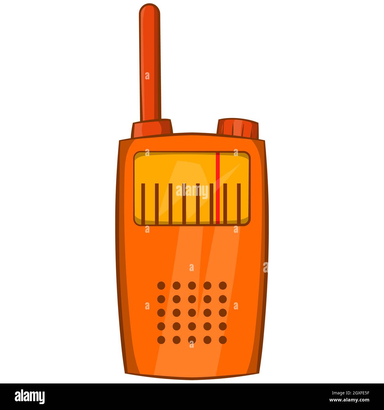 Orange portable handheld radio icon in cartoon style on a white ...