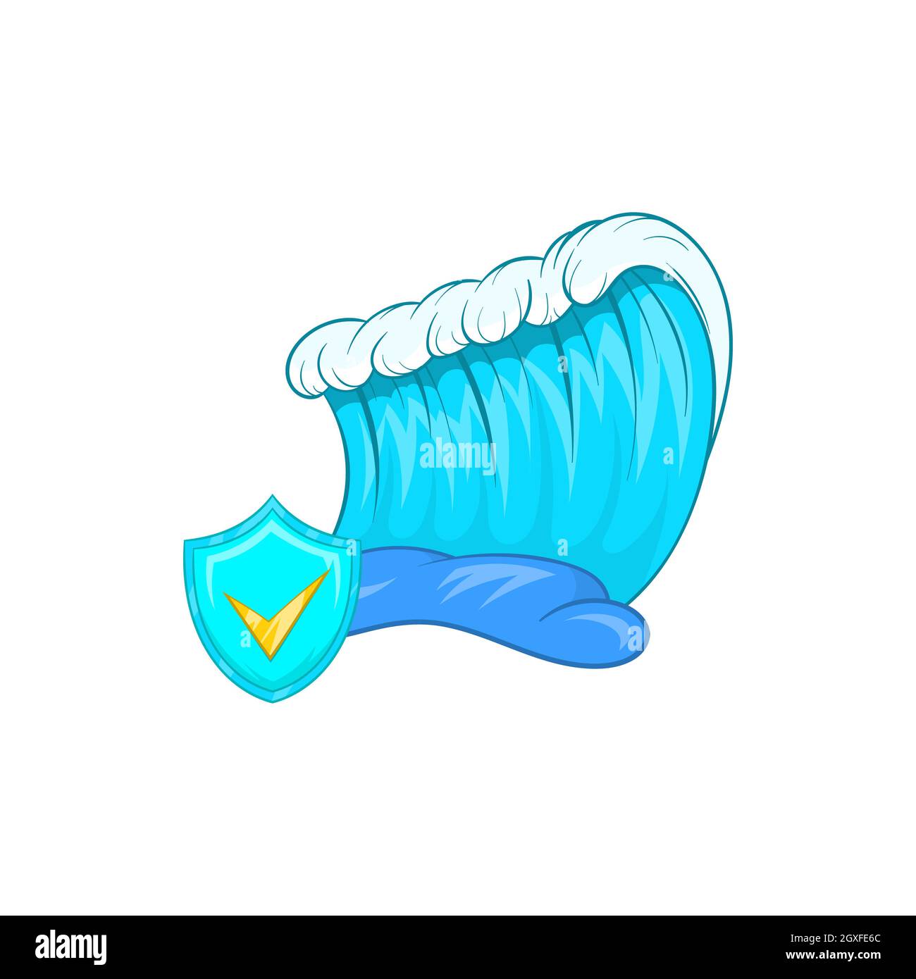 Blue tsunami wave icon in cartoon style on a white background Stock ...