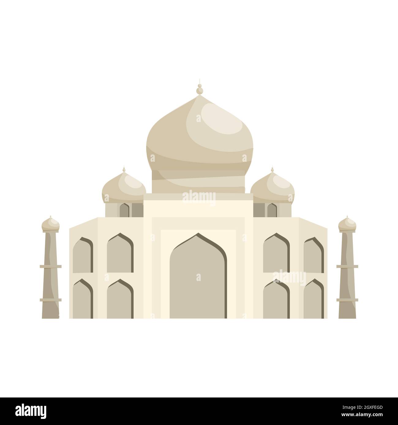 Taj Mahal icon in cartoon style isolated on white background. Landmark ...