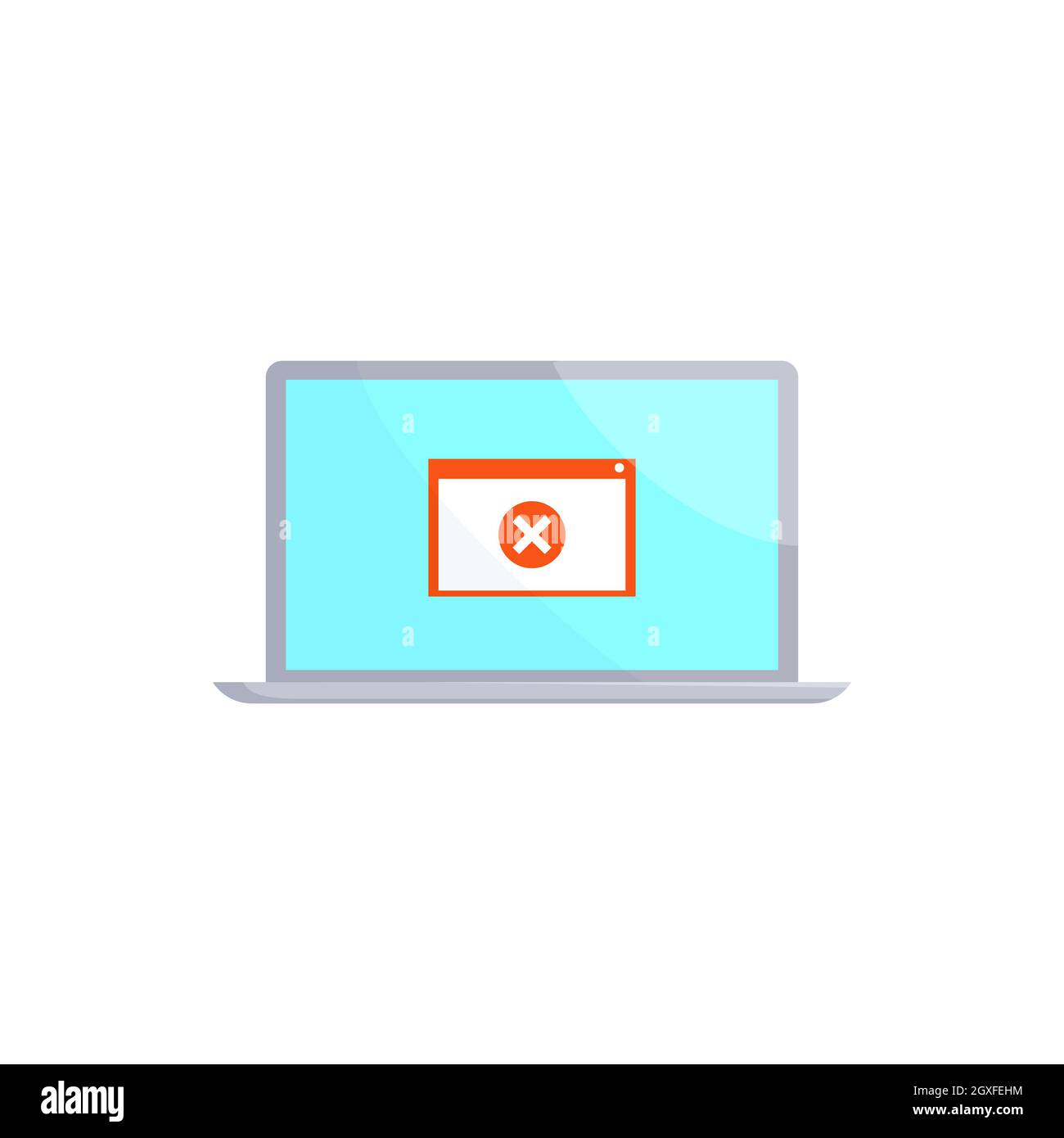 Error sign on a laptop icon in cartoon style on a white background ...