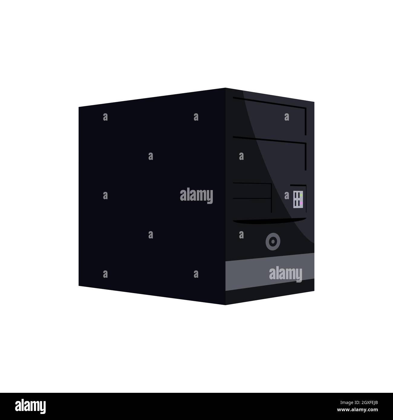 Black computer system unit icon in cartoon style on a white background ...