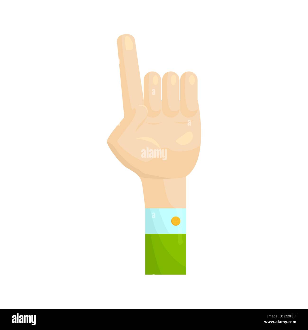 Forefinger up gesture icon in cartoon style on a white background Stock ...