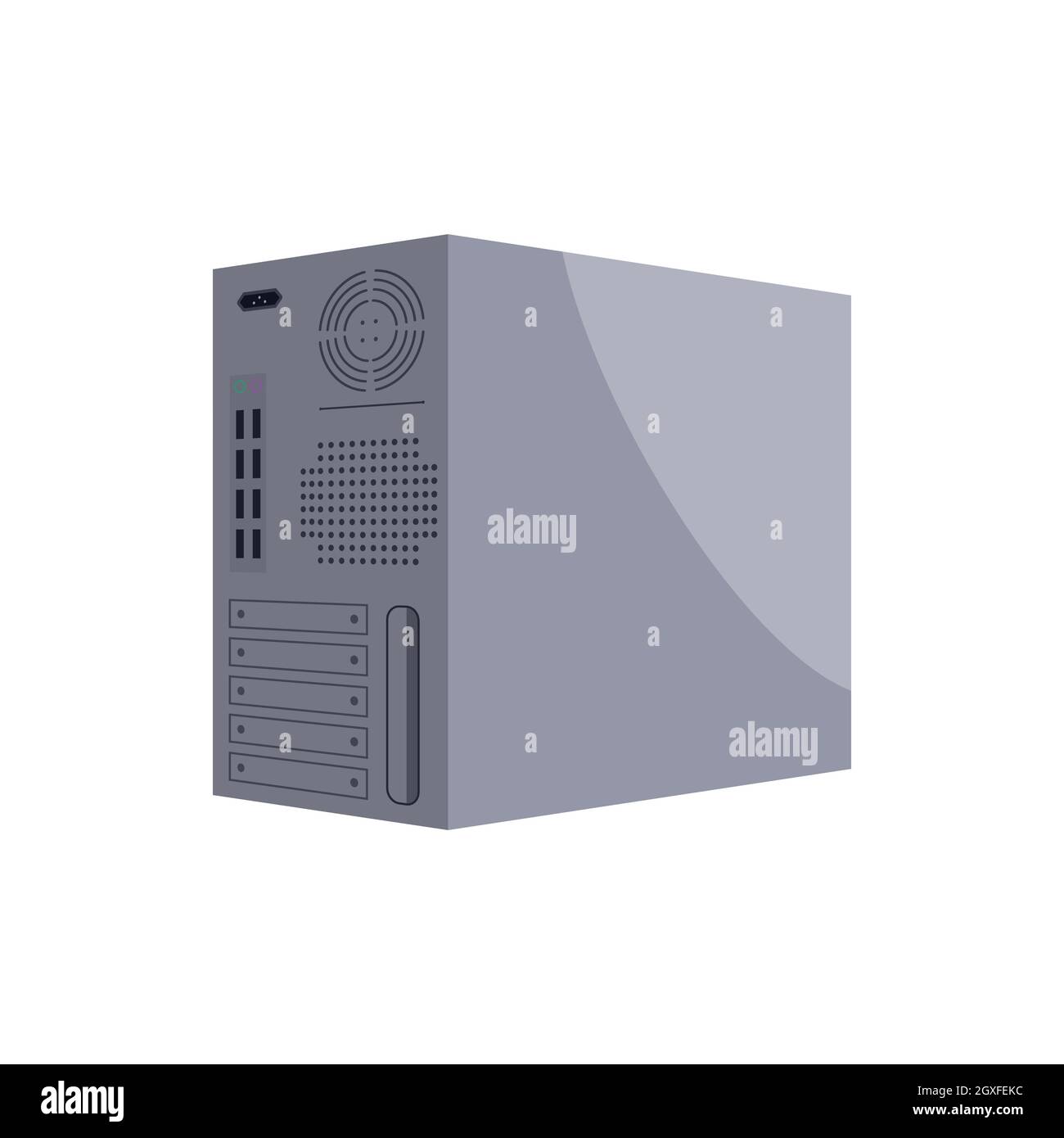 Back panel of central processing unit icon in cartoon style on a white ...