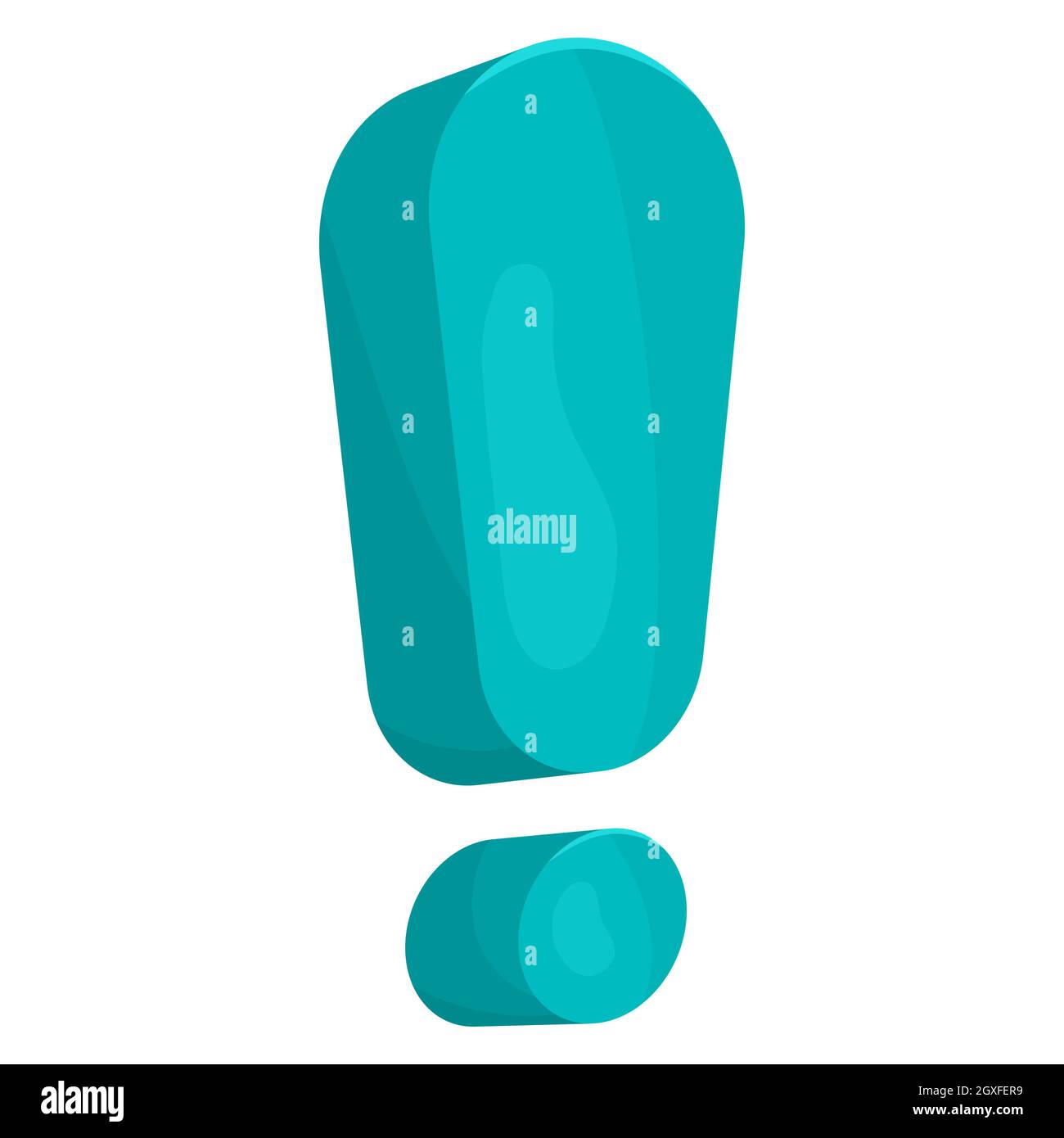 Blue exclamation mark icon in cartoon style on a white background Stock ...