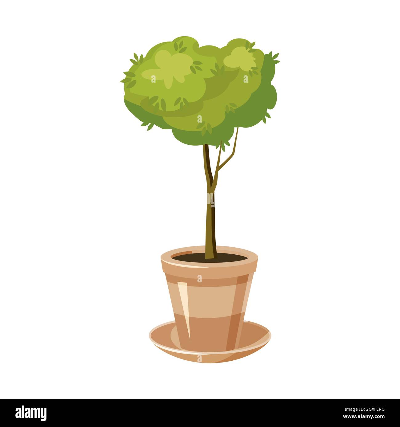 Pot tree icon in cartoon style isolated on white background. Gardening ...