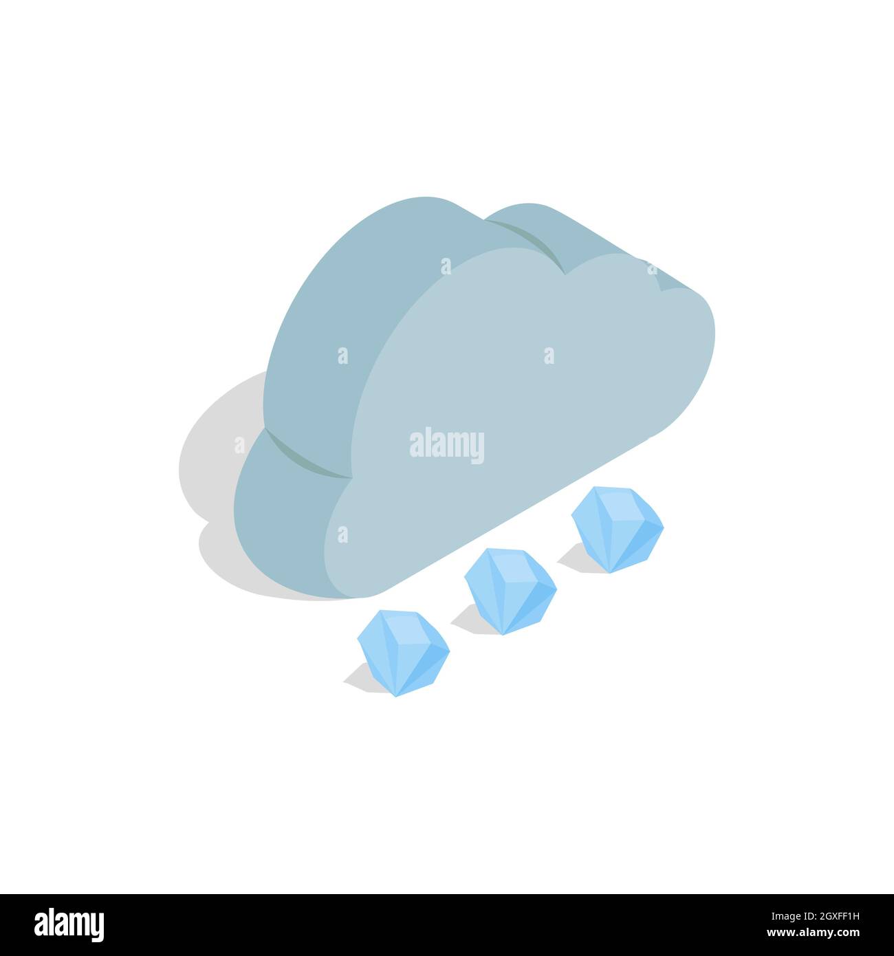 Cloud and hail icon in isometric 3d style on a white background Stock ...