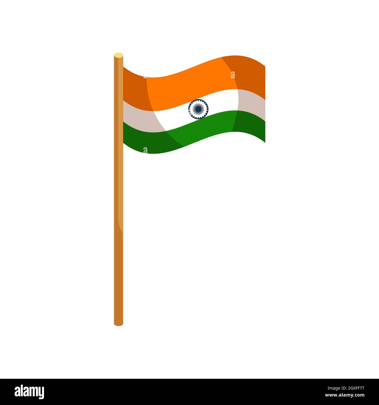 Flag of India icon in cartoon style isolated on white background. State ...