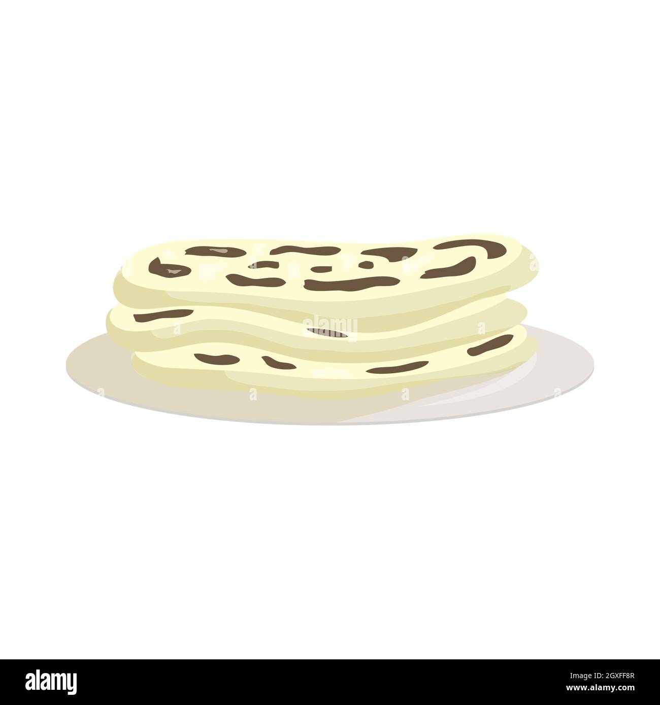 Indian naan icon in cartoon style isolated on white background. Food ...