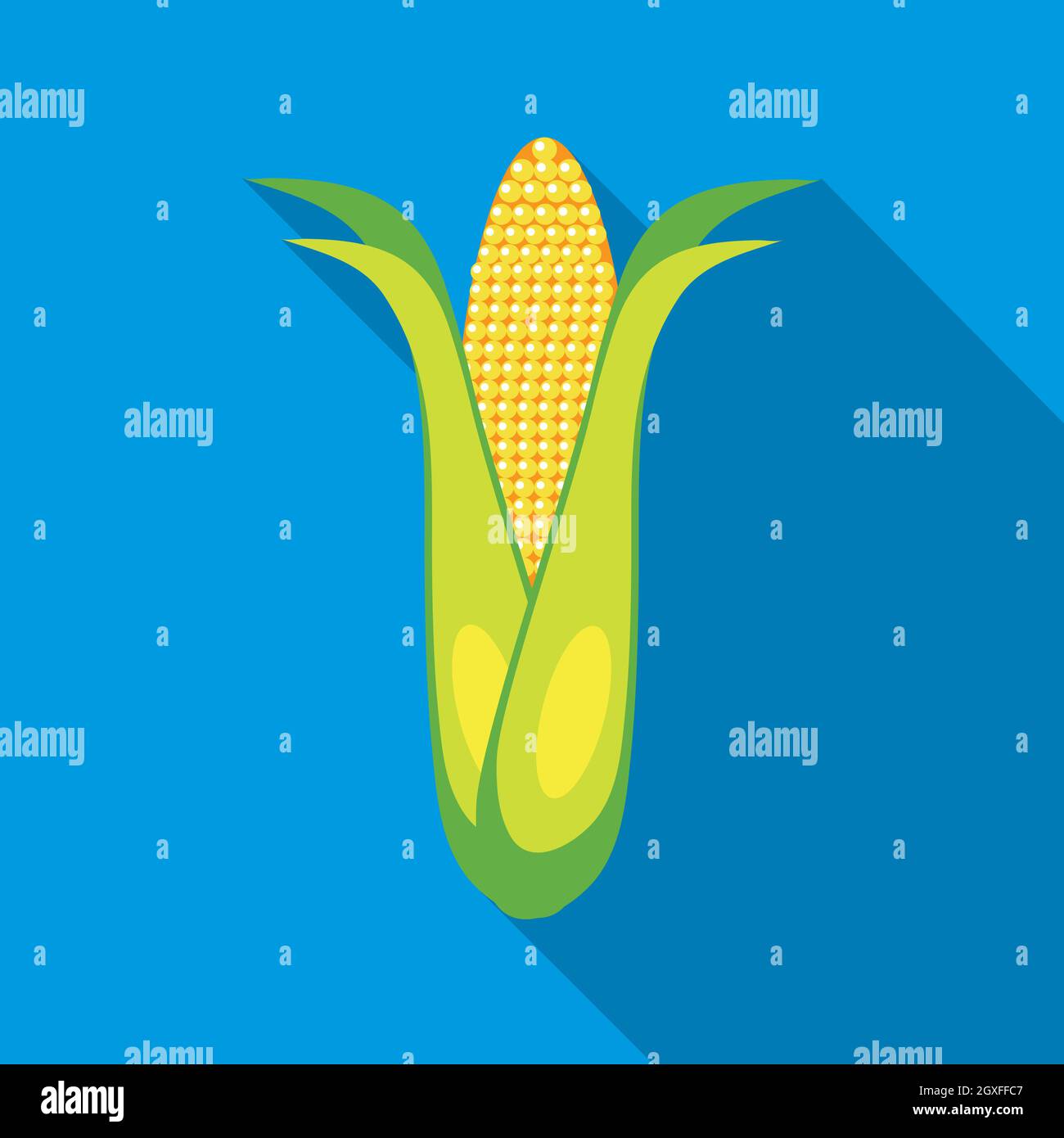 Corncob icon in flat style on a sky blue background Stock Photo - Alamy