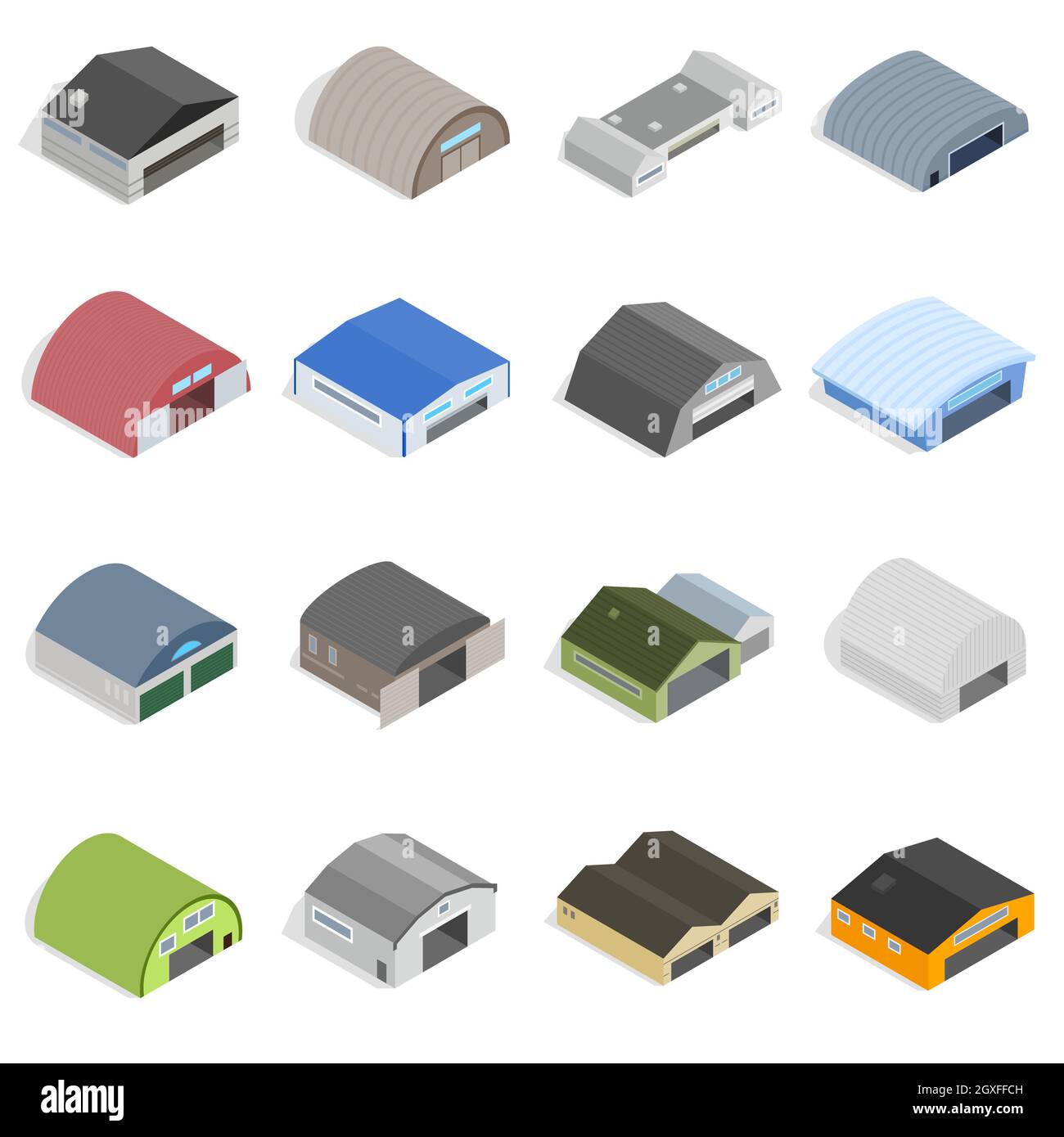 Hangar Icons set in isometrc 3d style isolated vector illustration ...