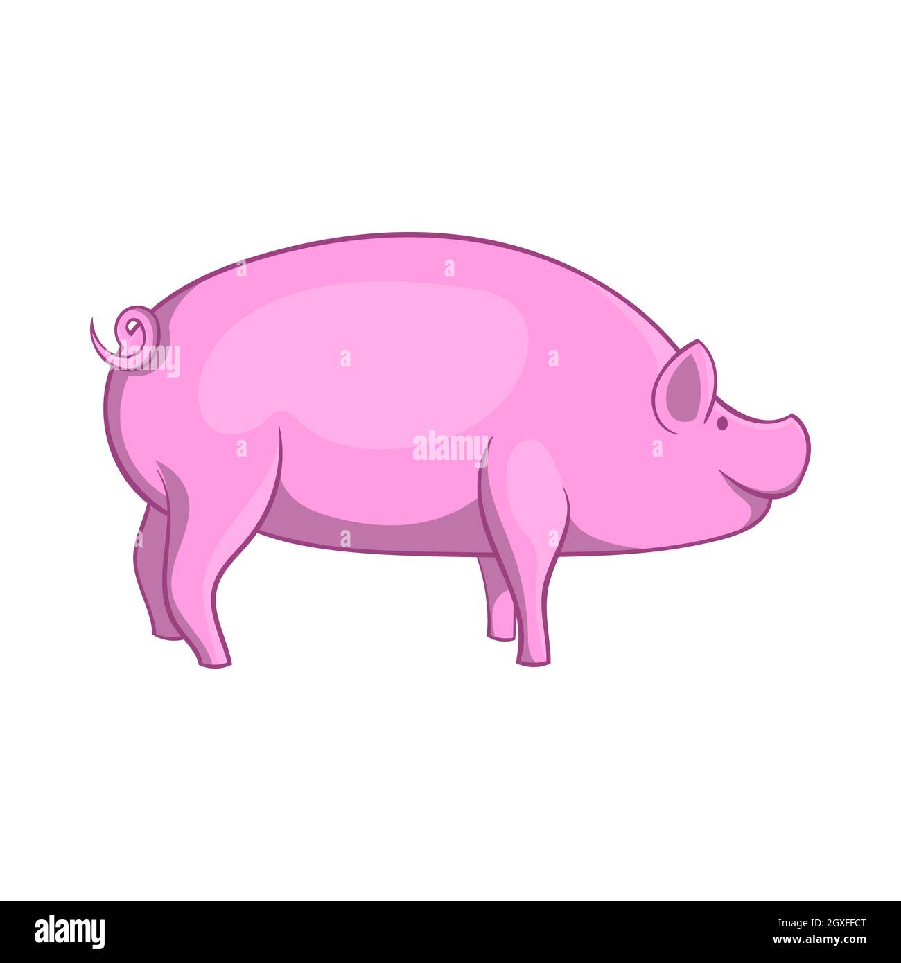 Pig icon in cartoon style isolated on white background. Animals symbol ...
