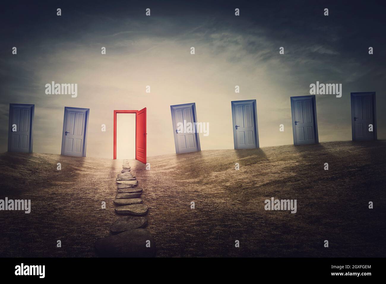 Decisive choice concept. Choose the right door for future success ...