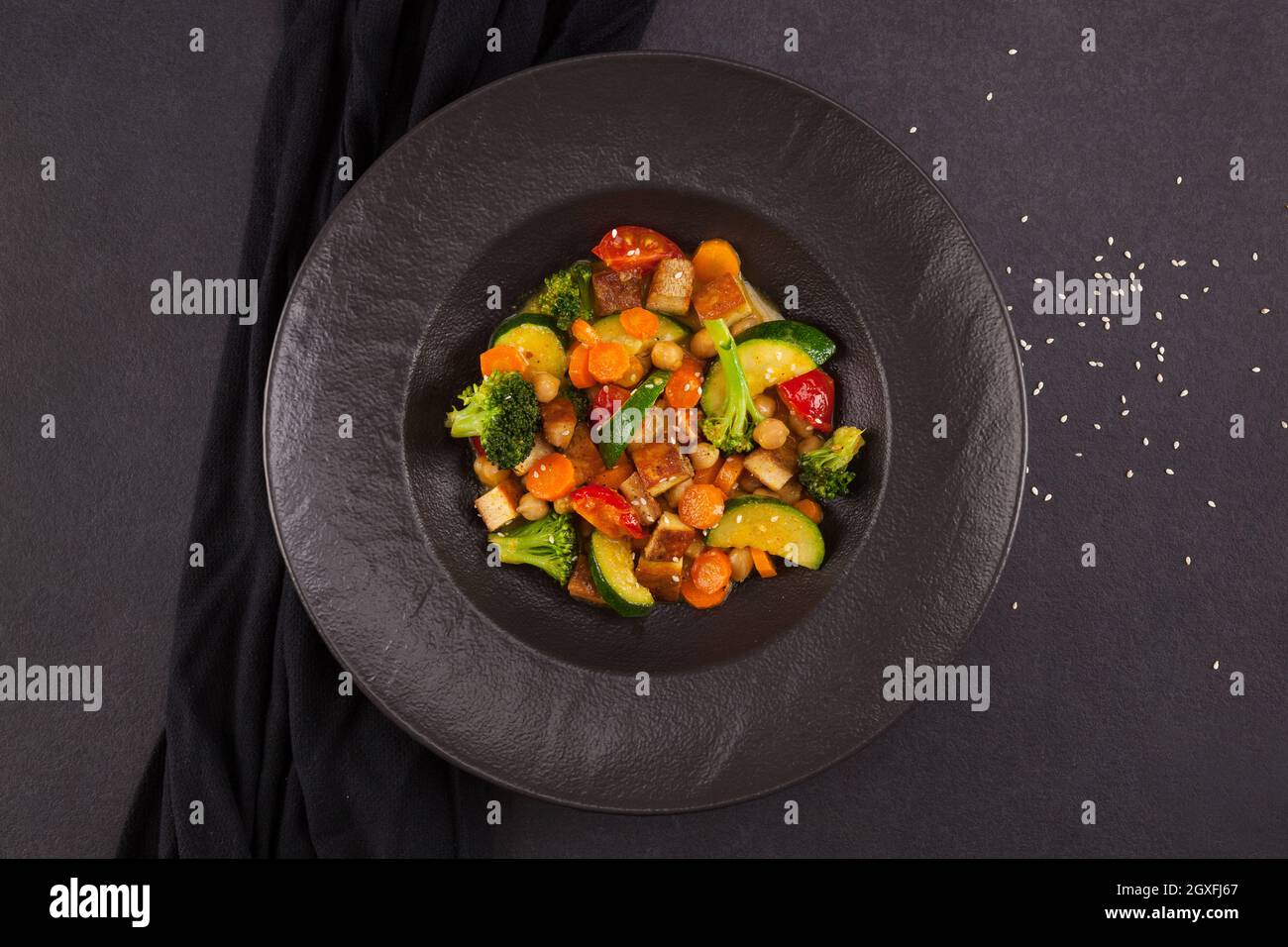 Vegan vegetable curry. Fine dining Stock Photo - Alamy