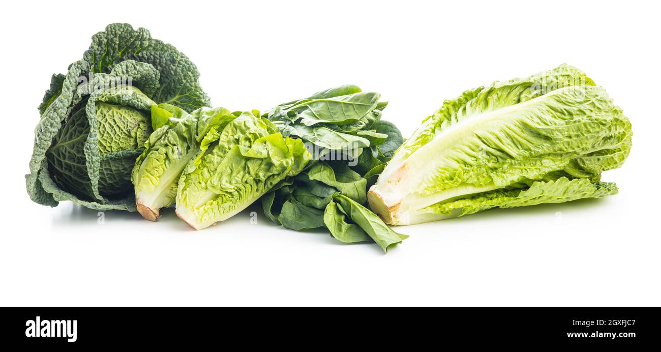 Different types of green vegetables isolated on white background Stock ...
