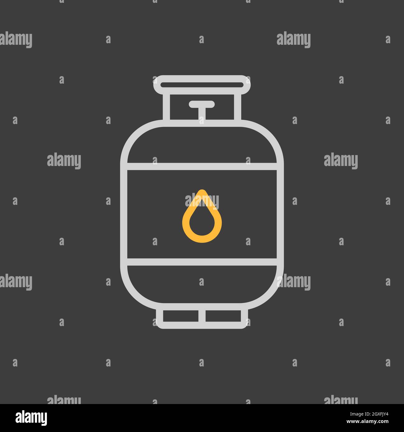 Propane gas cylinder vector icon on dark background. Barbecue and bbq ...