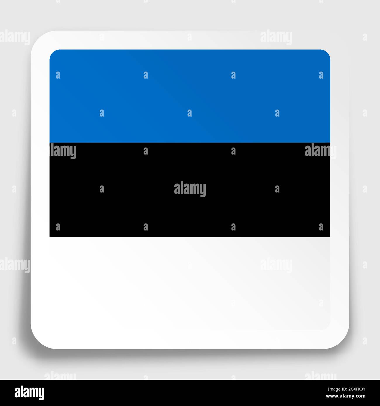 Estonian flag icon on paper square sticker with shadow. Button for ...