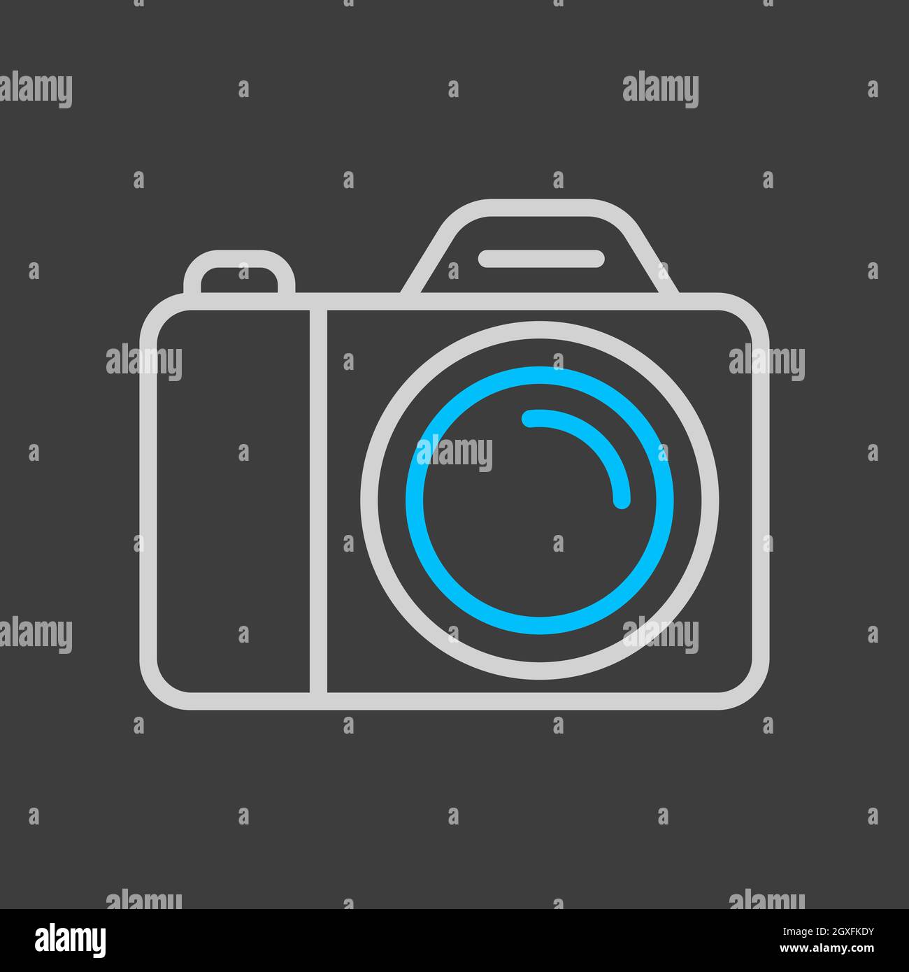 Camera vector icon on dark background. Camping and Hiking sign. Graph ...
