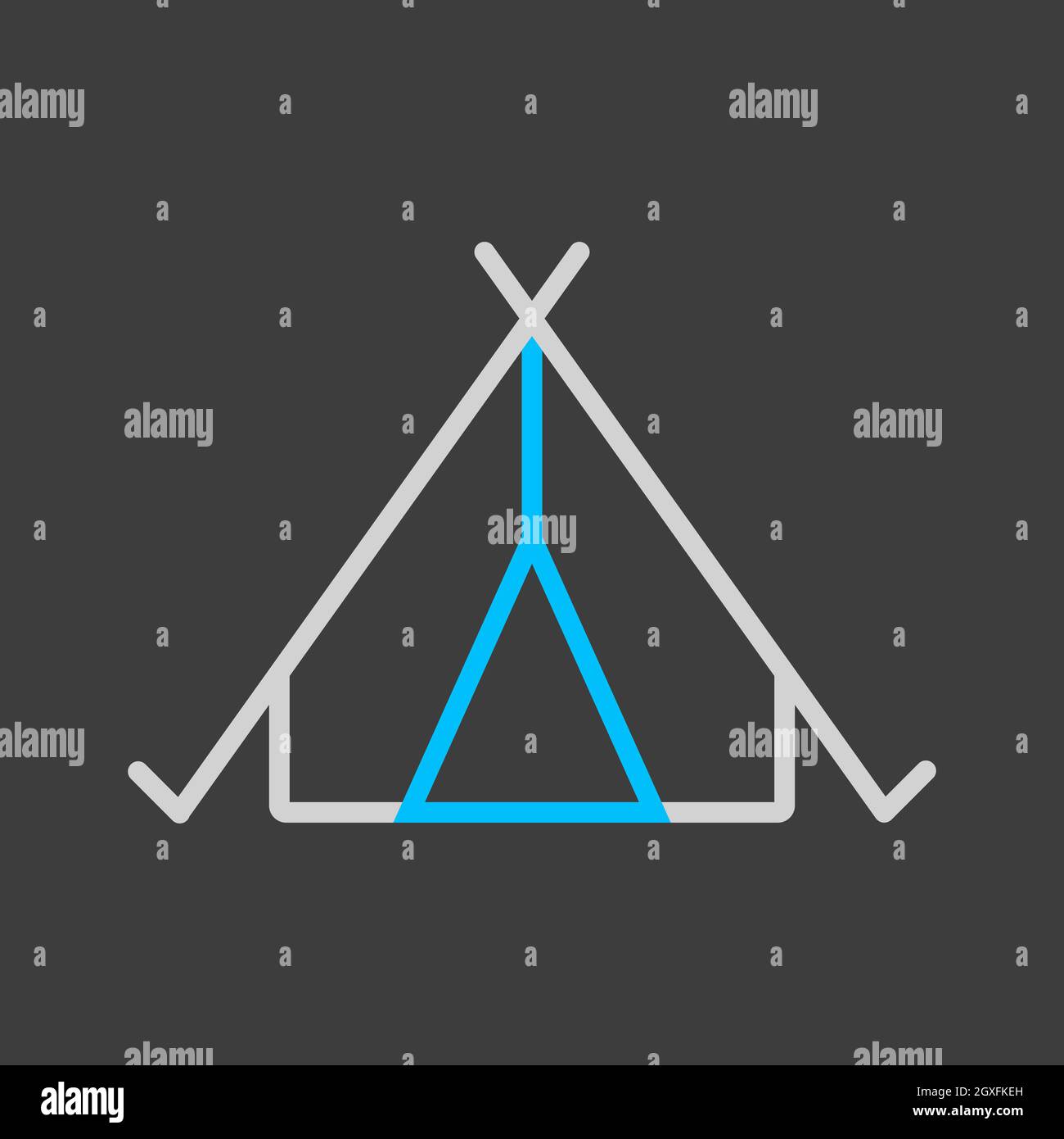 Tourist tent vector icon on dark background. Camping and Hiking sign ...