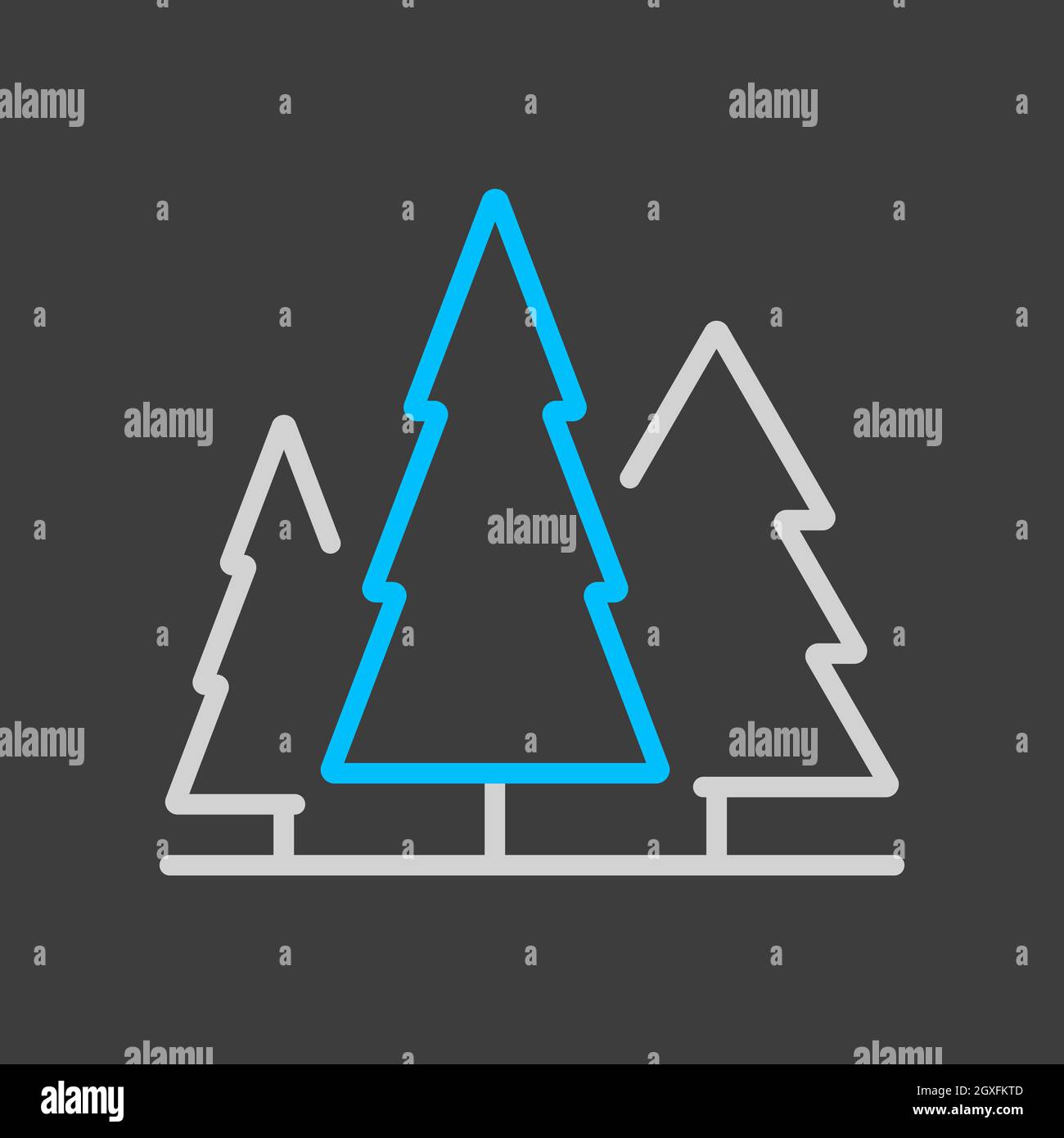 Conifer forest vector icon on dark background. Nature sign. Graph ...