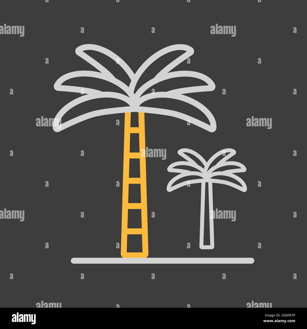 Palm tree vector icon on dark background. Nature sign. Graph symbol for ...