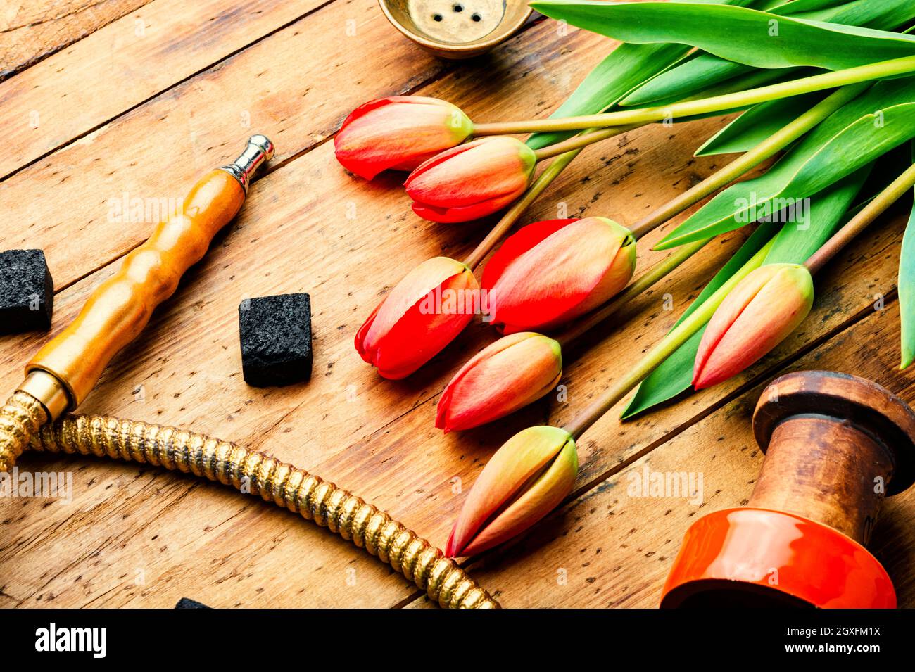 Modern hookah for smoking.Shisha with flower aroma.Flower hookah ...