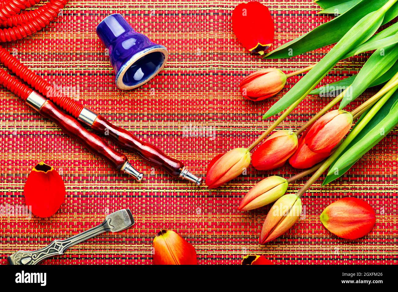 Modern hookah for smoking.Shisha with flower aroma.Flower hookah ...