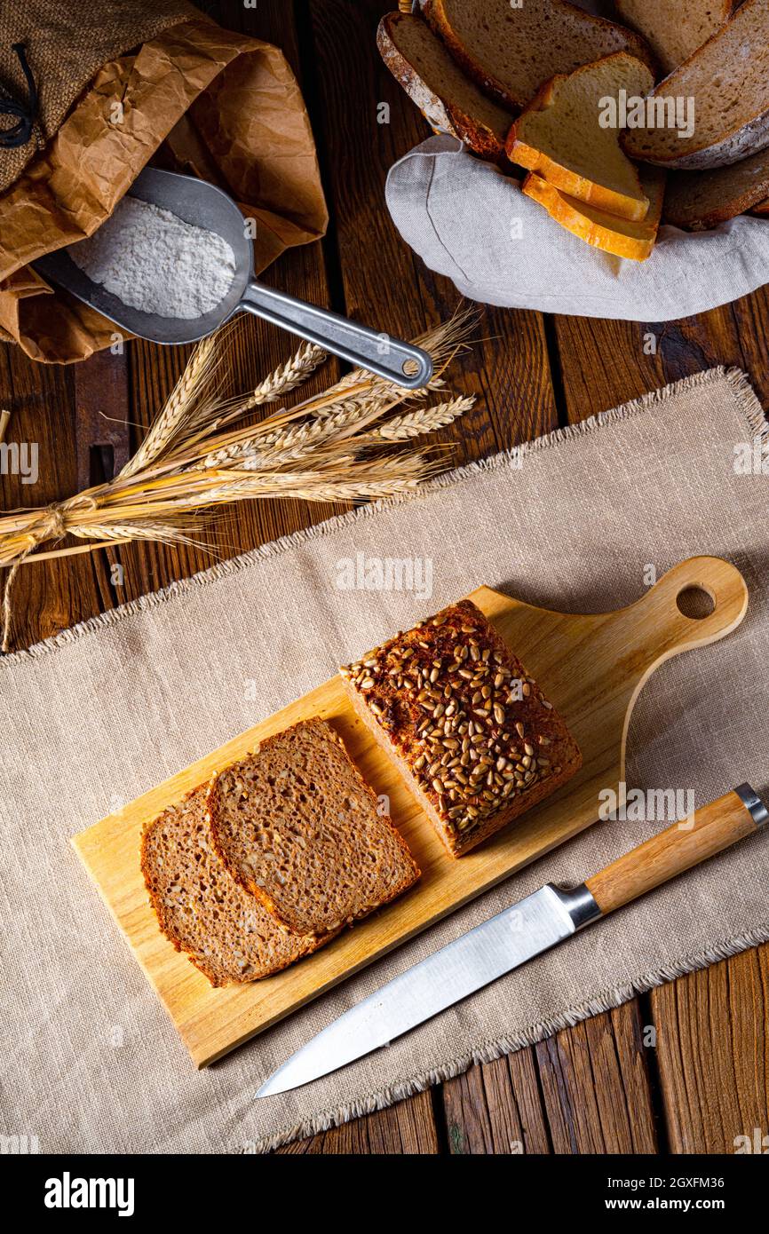 Moist wholemeal bread, crushed or ground whole grain Stock Photo - Alamy