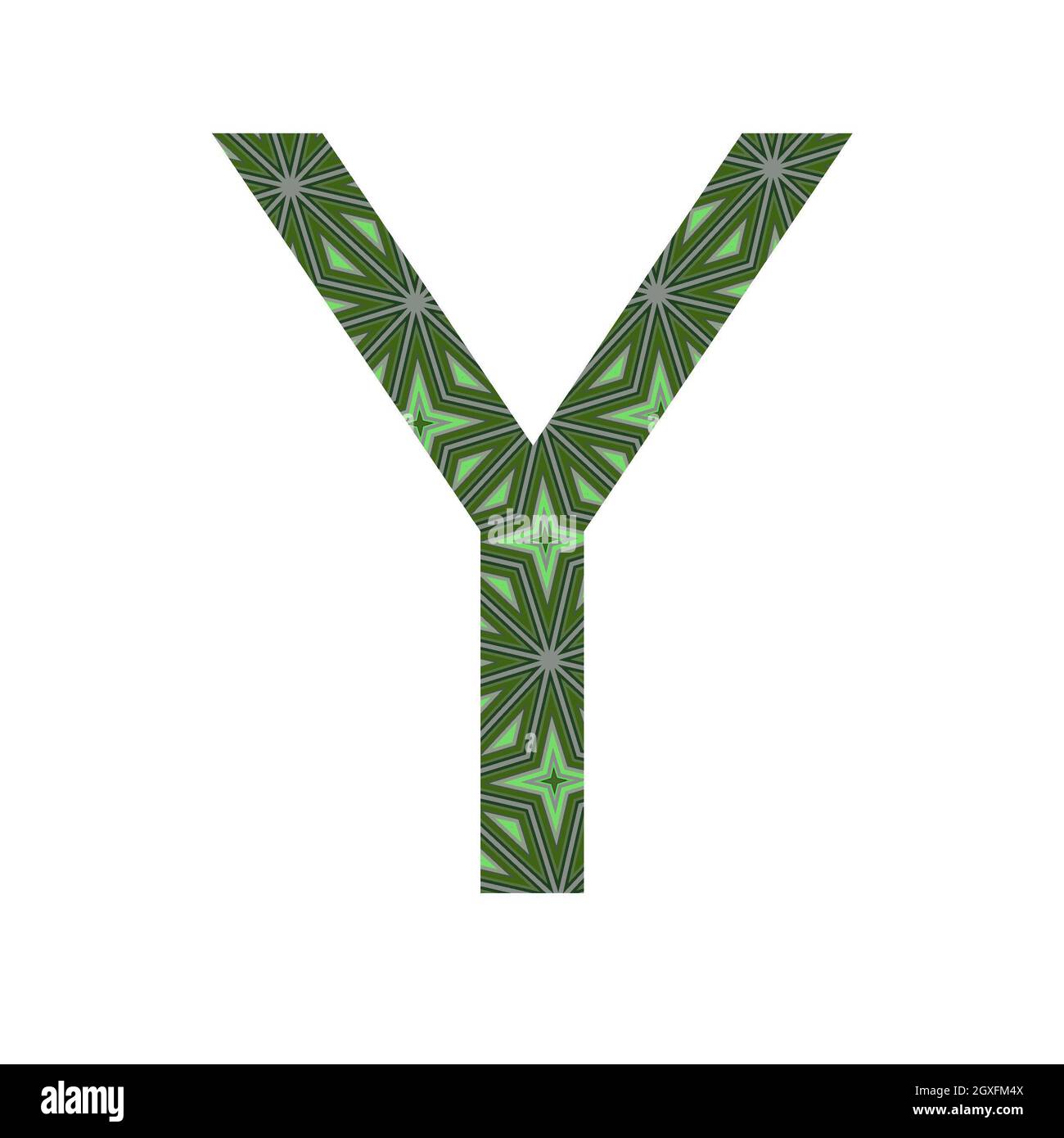 Letter Y of the alphabet made with a pattern of green stars, isolated ...