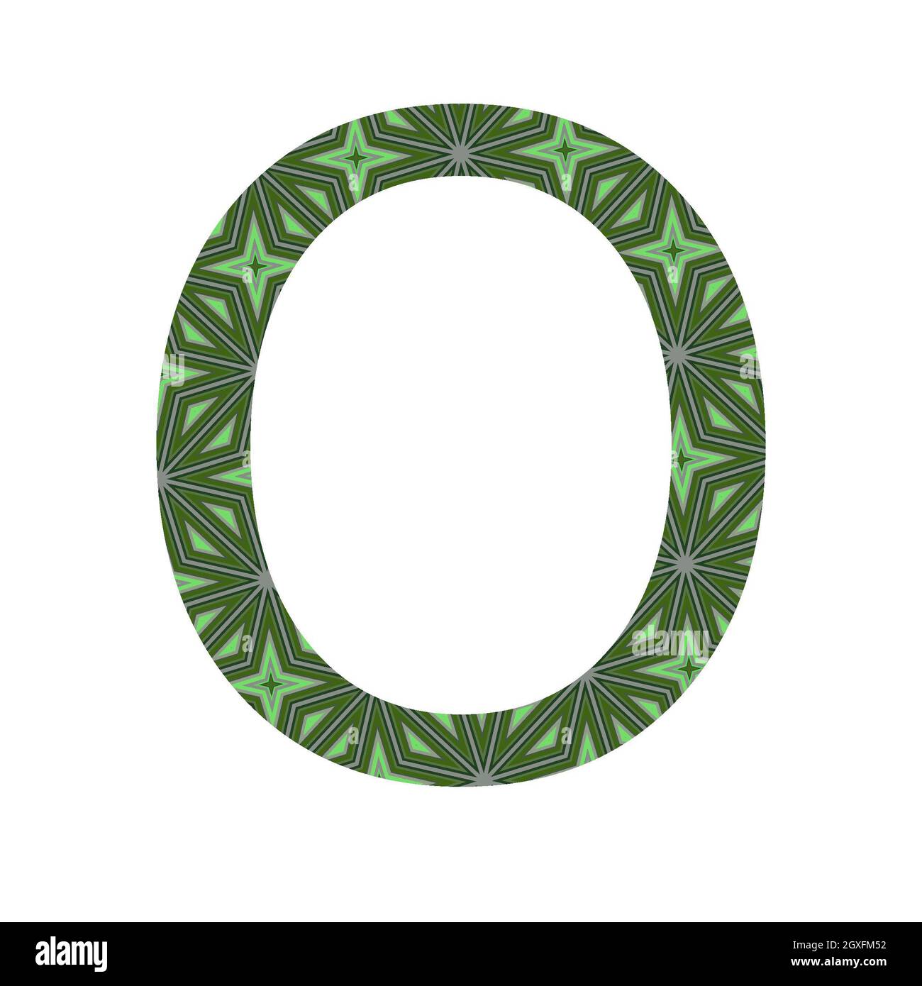 Letter O of the alphabet made with a pattern of green stars, isolated ...
