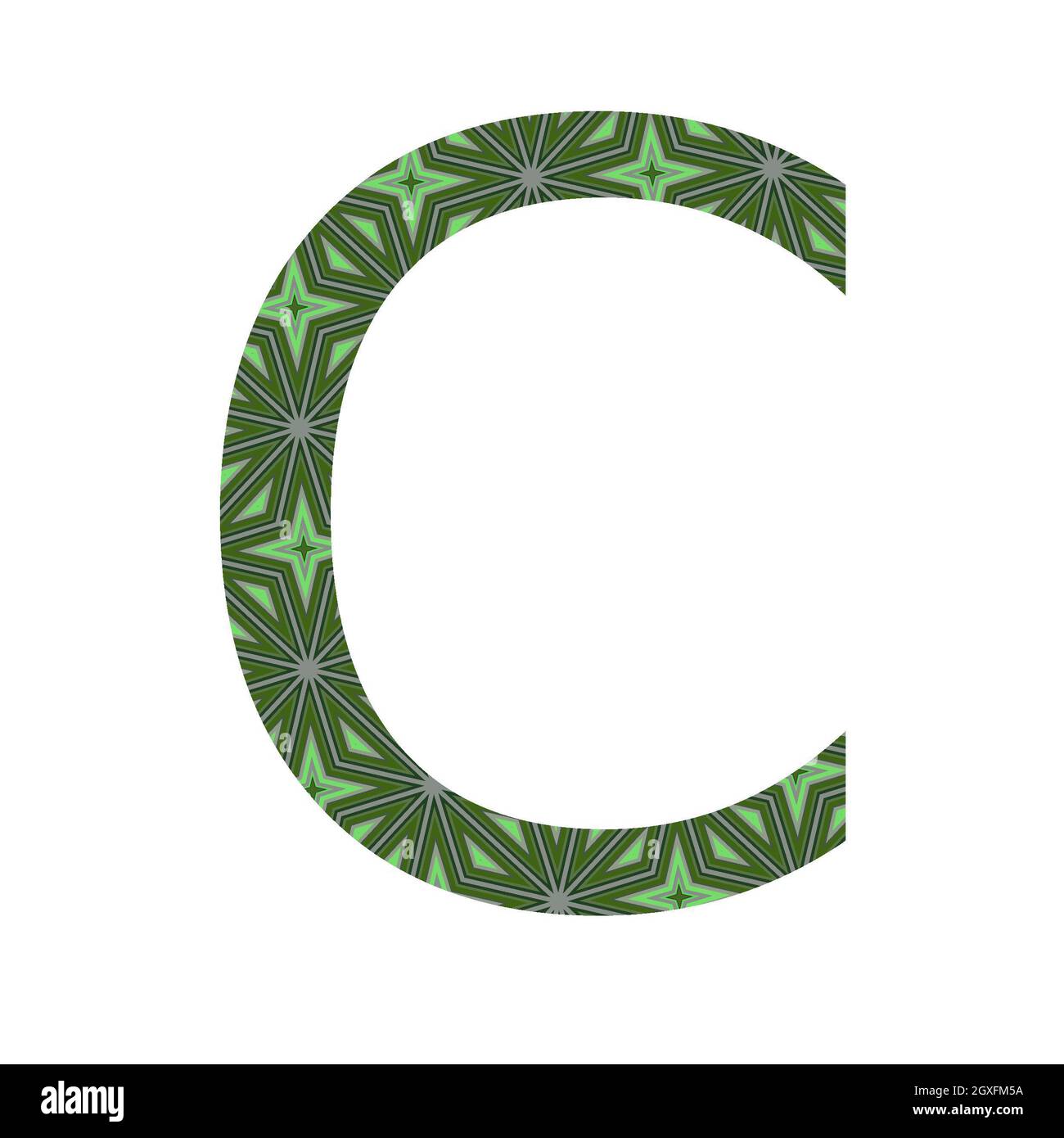 Letter C of the alphabet made with a pattern of green stars, isolated ...