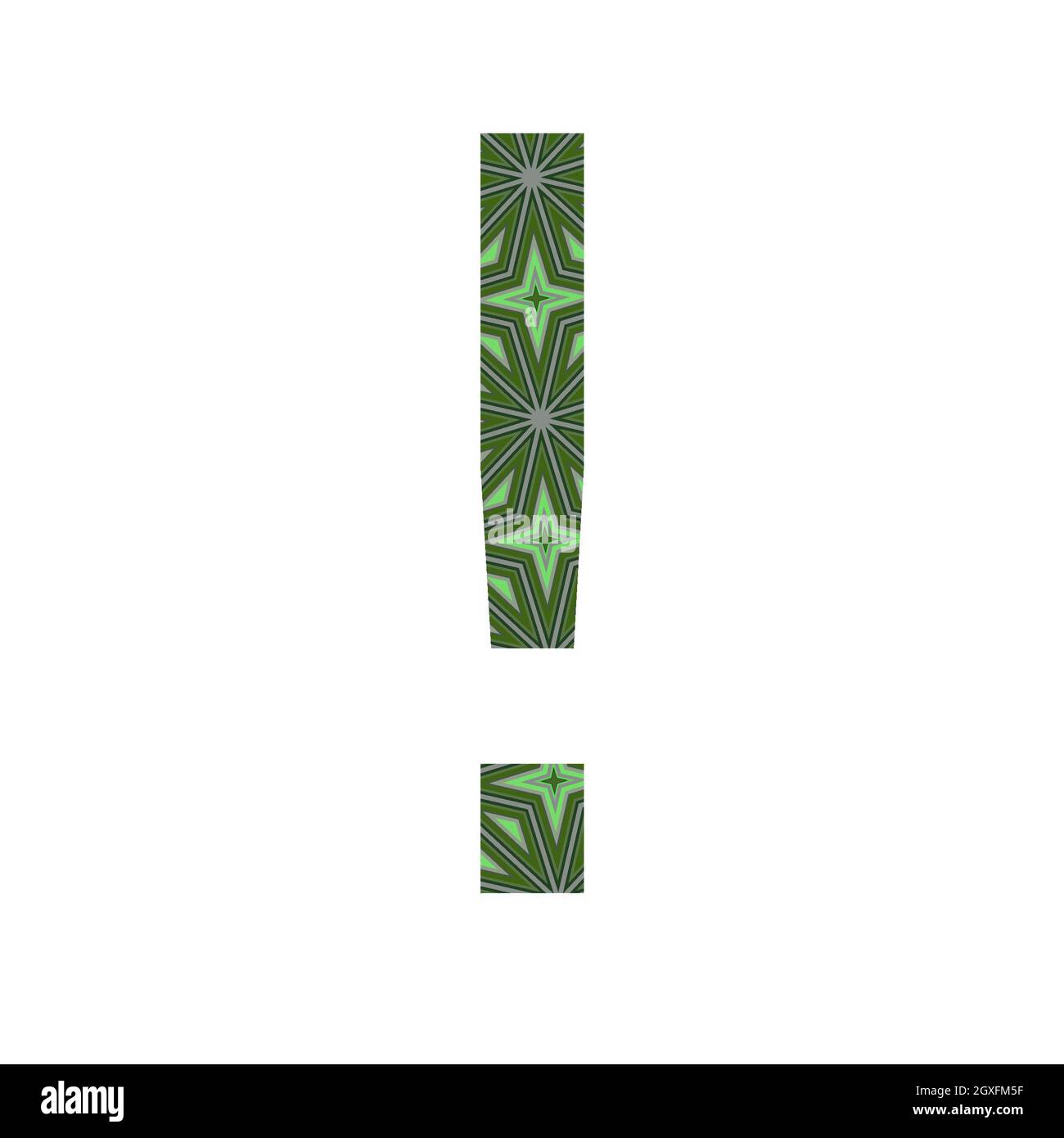 Exclamation mark of the alphabet made with a pattern of green stars ...
