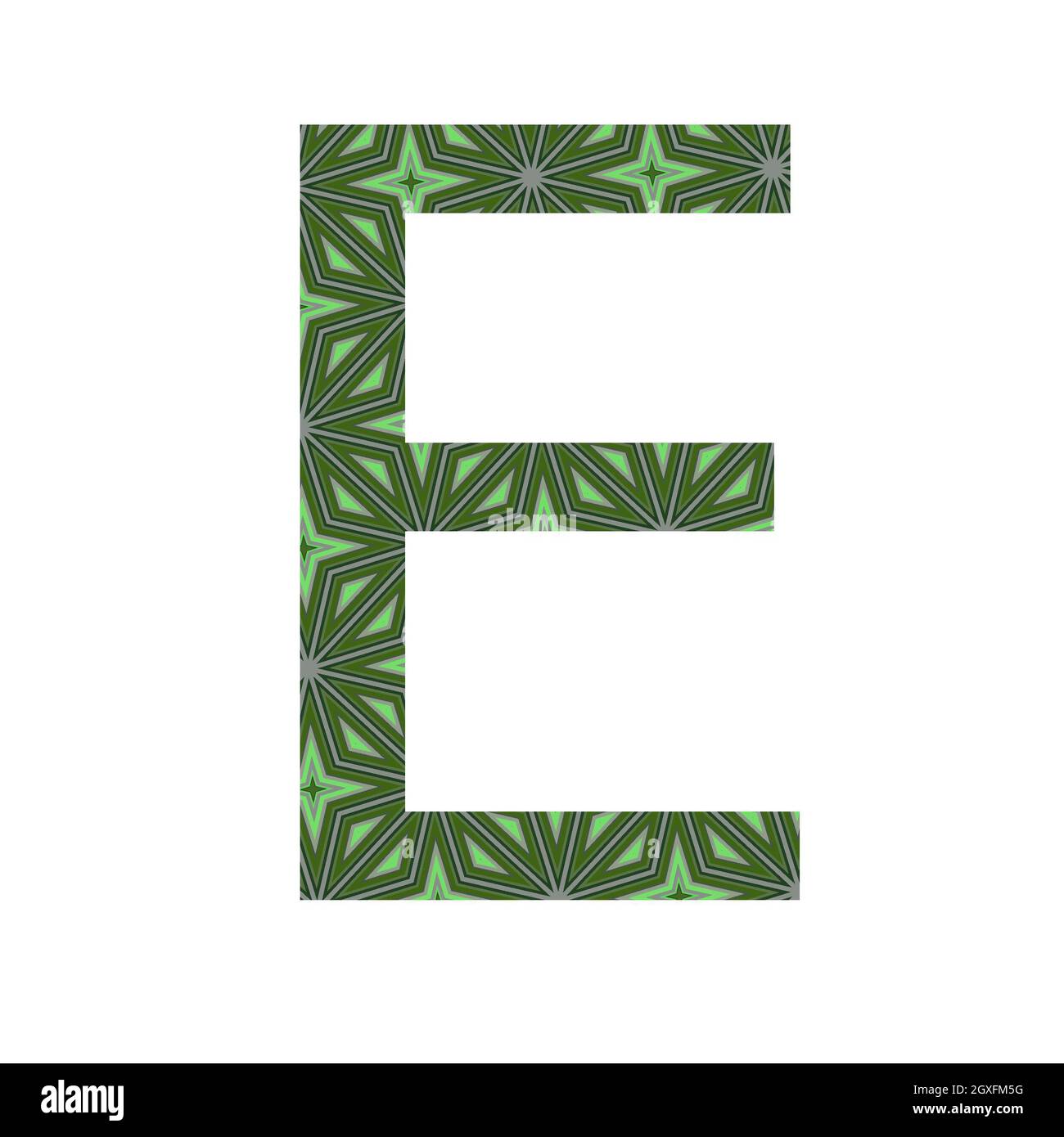 Letter E of the alphabet made with a pattern of green stars, isolated ...