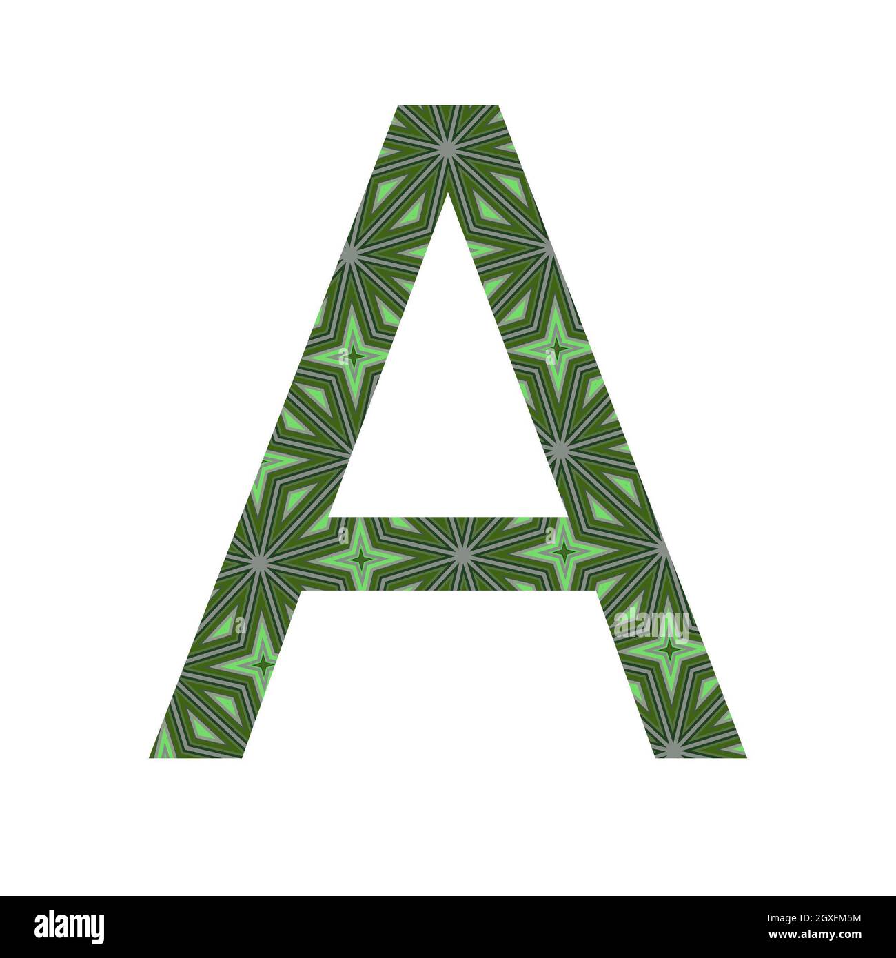 Letter A of the alphabet made with a pattern of green stars, isolated ...