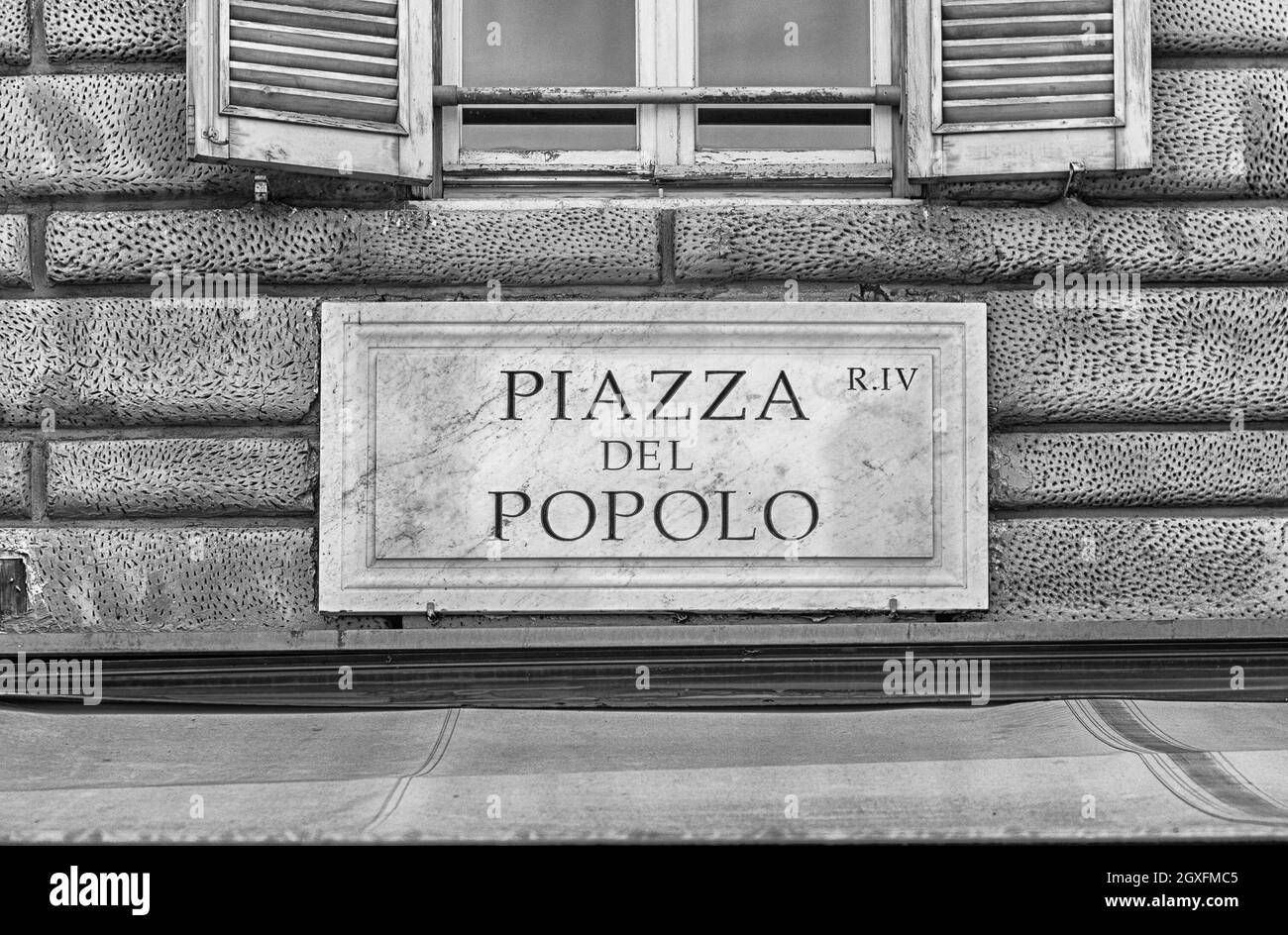 Street sign for Piazza del Popolo, iconic square and landmark in Rome ...