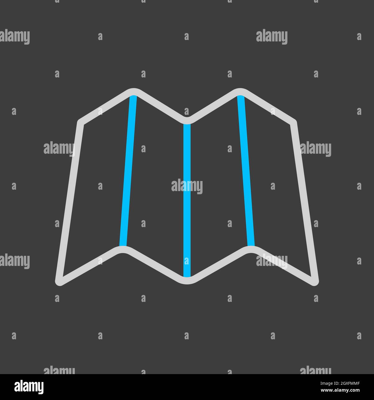 Map vector icon on dark background. Navigation sign. Graph symbol for ...