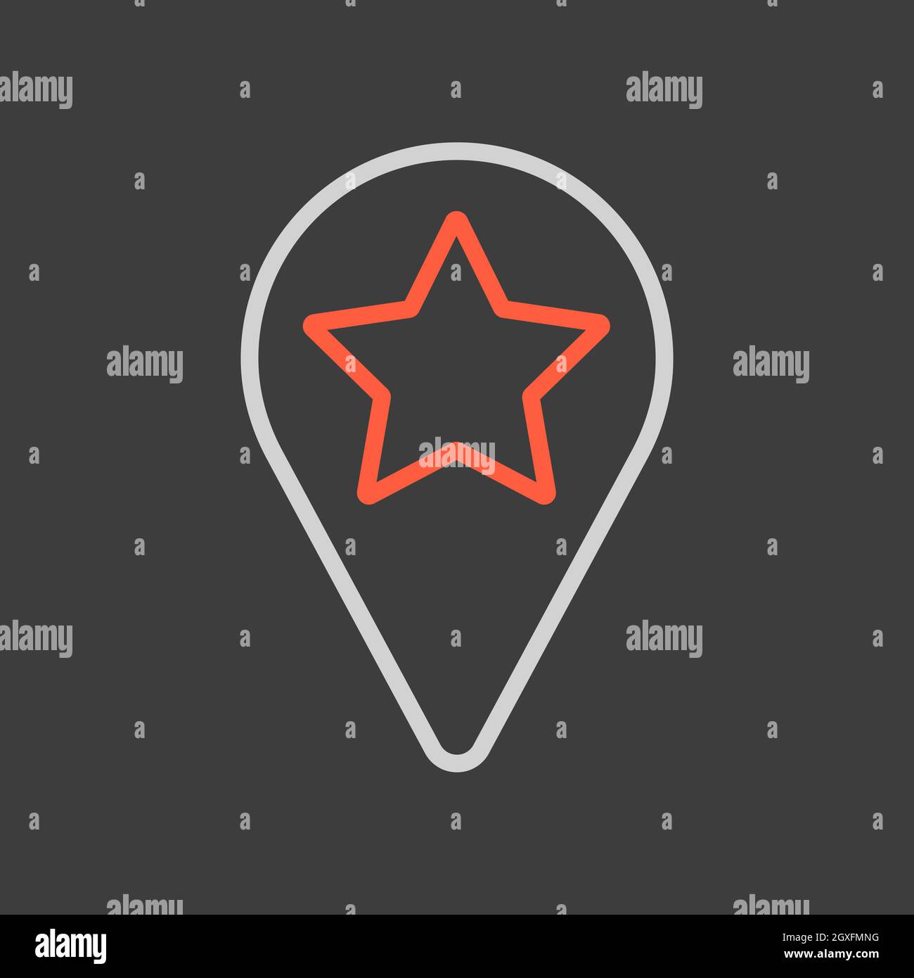 Star favorite pin map icon on dark background. Map pointer. Map markers ...