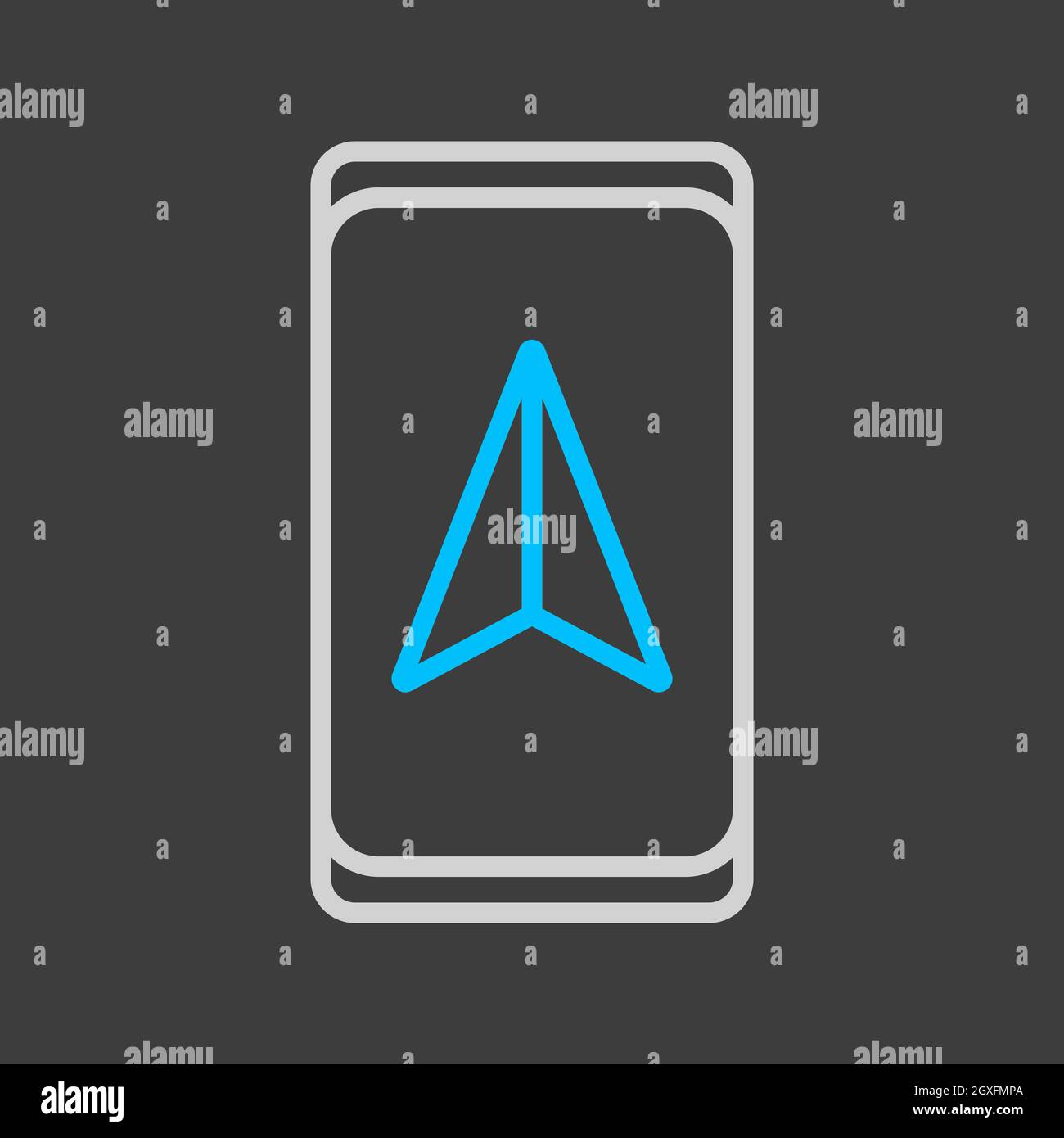 Smartphone with navigator vector icon on dark background. Navigation ...