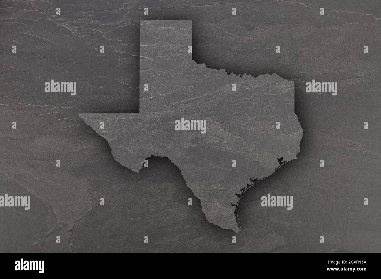 Map of Texas on dark slate Stock Photo - Alamy