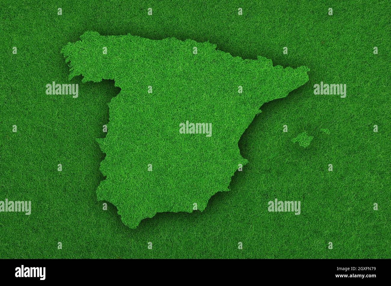 Map of Spain on green felt Stock Photo - Alamy