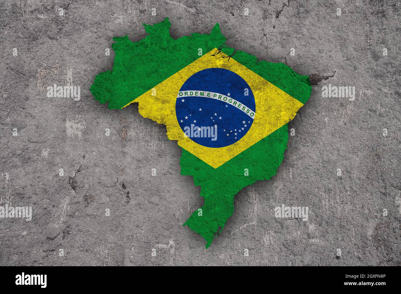 Map and flag of Brazil on weathered concrete Stock Photo - Alamy