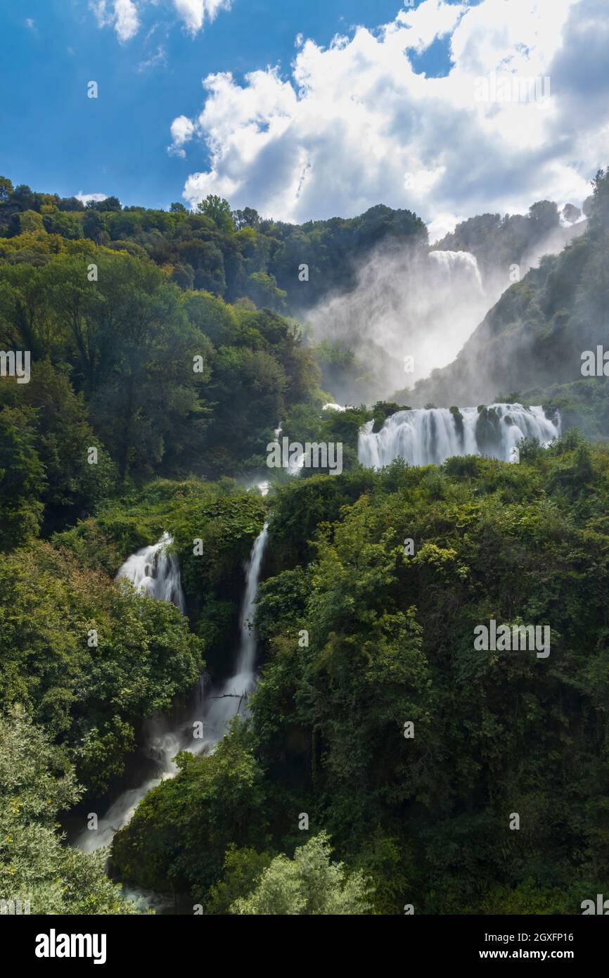 Marmore falls, Cascata delle Marmore, in Umbria region, Italy Stock ...