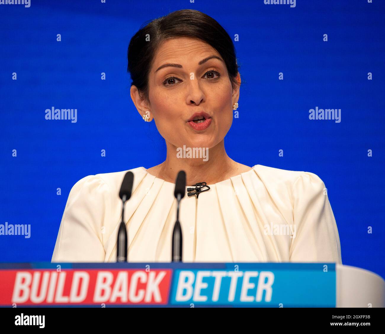 Manchester, England, UK. 5th Oct, 2021. PICTURED: Rt Priti Patel MP ...