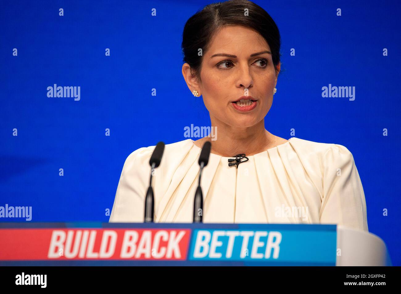Manchester, England, UK. 5th Oct, 2021. PICTURED: Rt Priti Patel MP ...