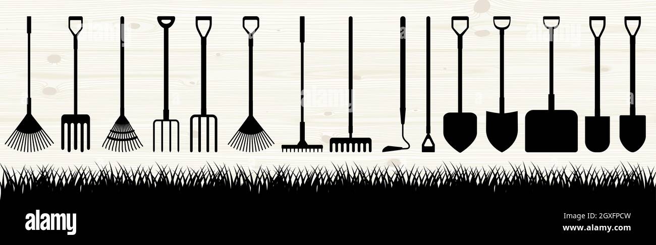Abstract garden tools, many different tools - Vector illustration Stock ...