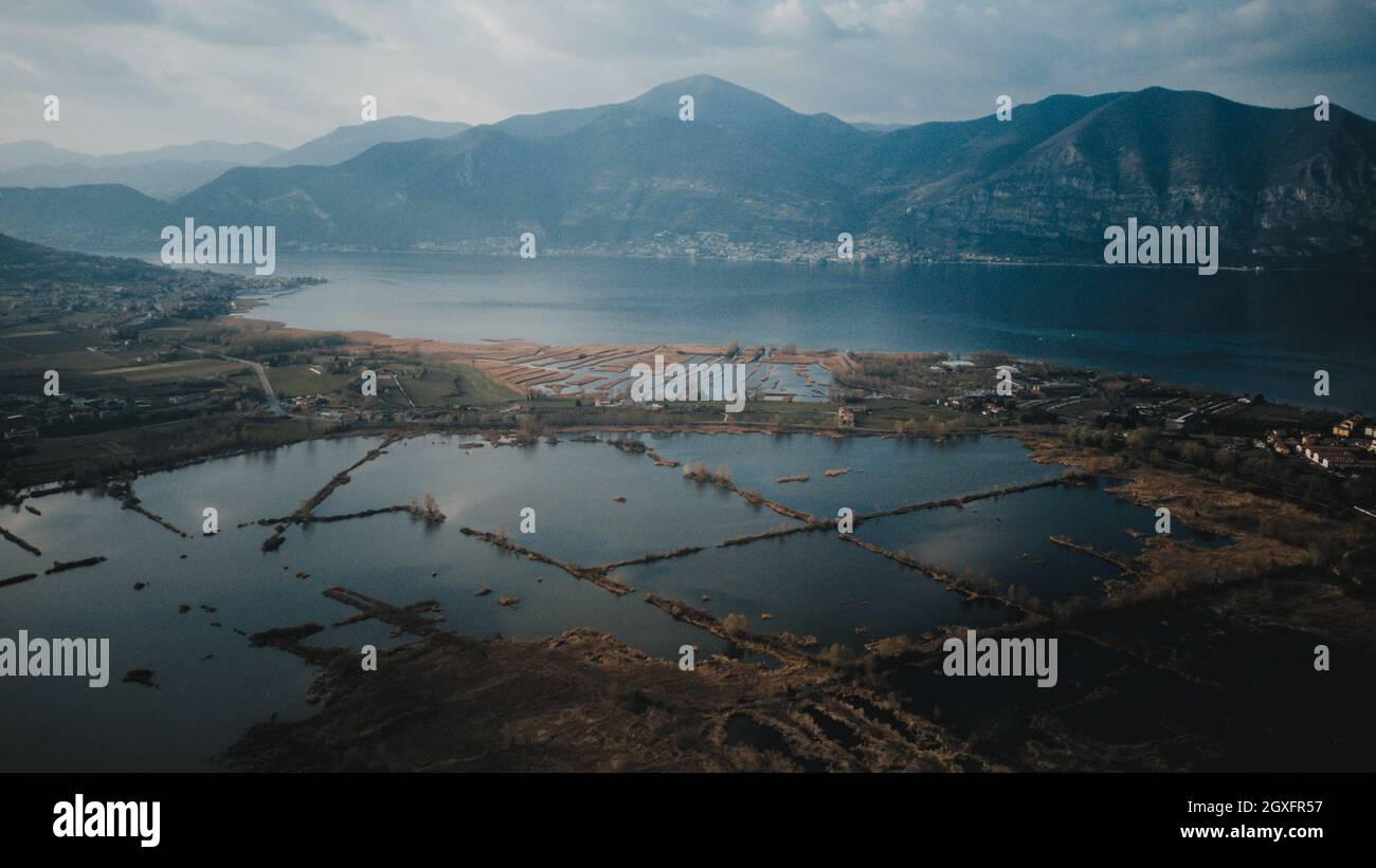 view on the lake from the drone Stock Photo - Alamy